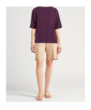 Tory Burch Striped Short-sleeve T-shirt With Chest Pocket