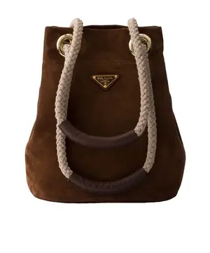 PRADA Prada Mariner Small Suede Bucket Bag