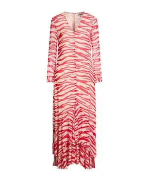 GANNI Two-tone Zebra Print V-neck Maxi Dress