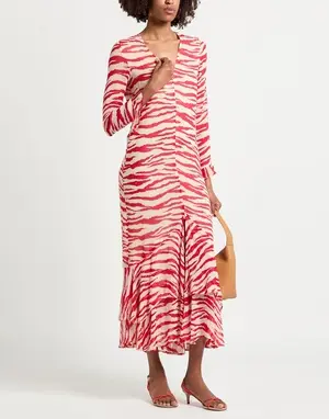 GANNI Two-tone Zebra Print V-neck Maxi Dress