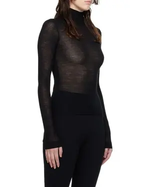 Nanushka Semi-sheer Merino Knit High Neck Top