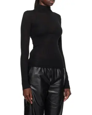 Nanushka Semi-sheer Merino Knit High Neck Top