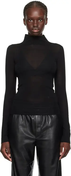 Nanushka Semi-sheer Merino Knit High Neck Top