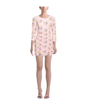 GANNI Floral-print Short Dresses - Pink