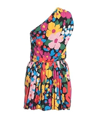 Saint Laurent One-shoulder Floral Print Crepe Dress