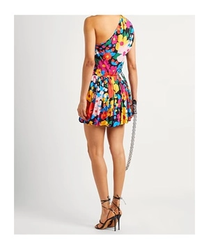 Saint Laurent One-shoulder Floral Print Crepe Dress