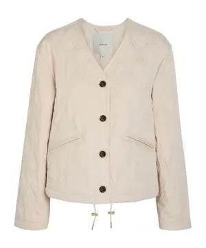 Varley Quilted V-neck Jacket With Drawstring Hem - Nude