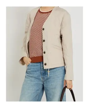 Varley Quilted V-neck Jacket With Drawstring Hem - Nude