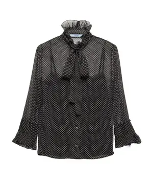 Prada Polka-dot Silk Chiffon Shirt