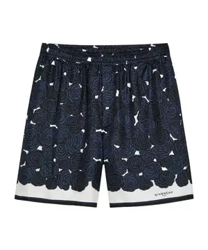 Givenchy Floral-print Silk Shorts - Black