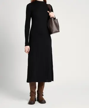 MAXCO. Max&co. Ribbed Knit Midi Dress With Mock Neck