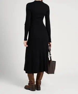 MAXCO. Max&co. Ribbed Knit Midi Dress With Mock Neck