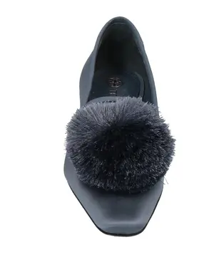 Tory Burch Satin Slippers With Pom-pom Detail