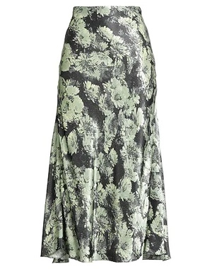 Tory Burch Floral Print Satin Midi Skirt