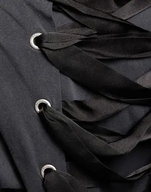 Balenciaga Round Neck Short Sleeve T-shirt With Tie Detail - Black