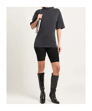 Balenciaga Round Neck Short Sleeve T-shirt With Tie Detail - Black