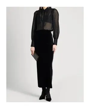 MAXCO. Max&co. Gold Jacquard Polka Dot Pleated Sleeve Shirt