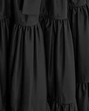 Saint Laurent Long Sleeve V-neck Maxi Dress With Belt And Tiered Skirt - Black
