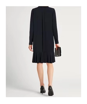 Tory Burch Midi Dress With Ruffled Hem And Stand Collar