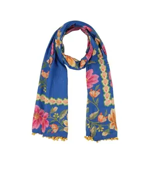 Farm Rio Metallic Floral Scarf - Blue