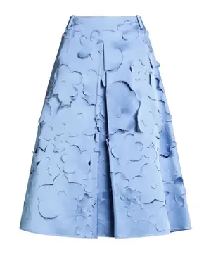 Marni Solid Color Satin Midi Skirt - Blue
