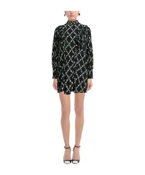 GANNI Floral Print Turtleneck Mini Dress