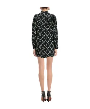 GANNI Floral Print Turtleneck Mini Dress