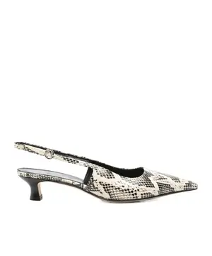 AEYDĒ 40mm Snakeskin Slingback Pumps