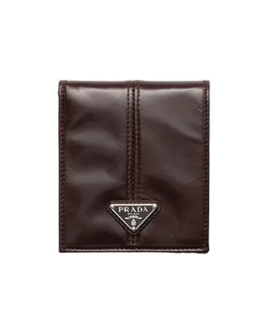 Prada Leather Wallet With Coin Purse - Dark Brown