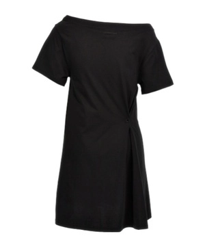 COURREGES Short-sleeve Logo Embroidered Side Slit Dress