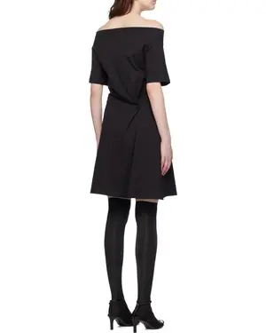 COURREGES Short-sleeve Logo Embroidered Side Slit Dress