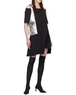 COURREGES Short-sleeve Logo Embroidered Side Slit Dress