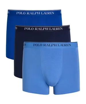 Polo Ralph Lauren Logo-jacquard Stretch-cotton Trunks Set Of Three - Blue