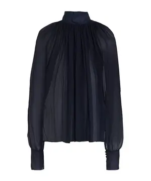SAINT LAURENT Saint Laurent High-Necked Pleated Cardigan