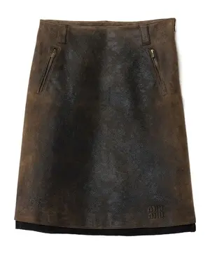 Miu Miu Waxed Suede Leather Skirt