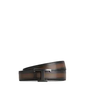 TOD'S T-buckle Leather Belt - Black