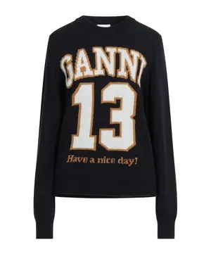 GANNI Colorful Jacquard Knitted Long Sleeve - Black