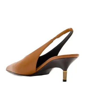 Khaite Leather Slingback Pumps With Gold-plated Hardware - Brown