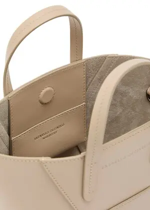 Brunello Cucinelli Bead Mini Leather Tote Bag - Nude