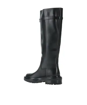 Tory Burch Knee High Leather Boots With Metal Buckle Detail