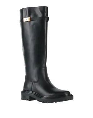 Tory Burch Knee High Leather Boots With Metal Buckle Detail