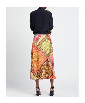 Farm Rio Floral Trumpet Midi Skirt