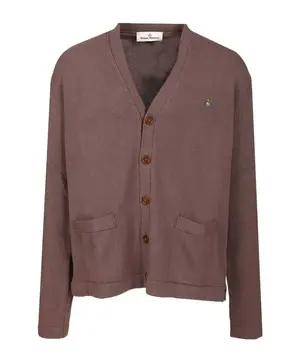 VIVIENNE WESTWOOD Orb Embroidered Buttoned Cardigan - Brown