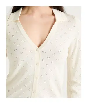 MAXCO. Max&co. Button Front Cardigan With Pointelle Detail