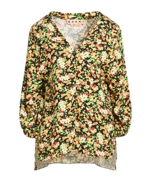 Marni Floral Print Long-sleeve V-neck Top - Multicolor