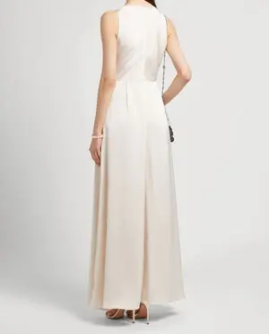 MAXCO. Sleeveless Maxi Dress With Draped Neckline And Side Slit
