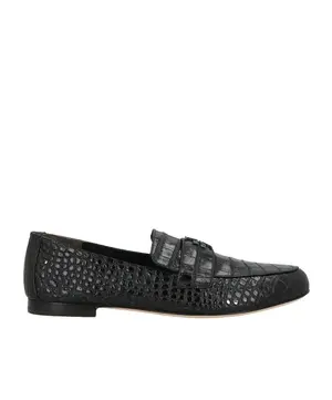 Tory Burch Round Toe Crocodile Pattern Loafers