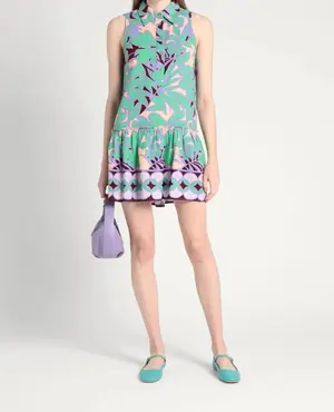 MAXCO. Max&co. Sleeveless Collared Floral Print Linen Shirt Dress With Gathered Hem