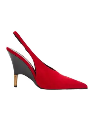 Khaite Bella 100 Suede Slingback Pumps With Gold-plated Hardware - Red