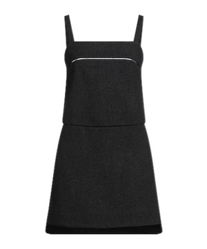 Max Mara Sleeveless Square Neck Flannel Dress - Black